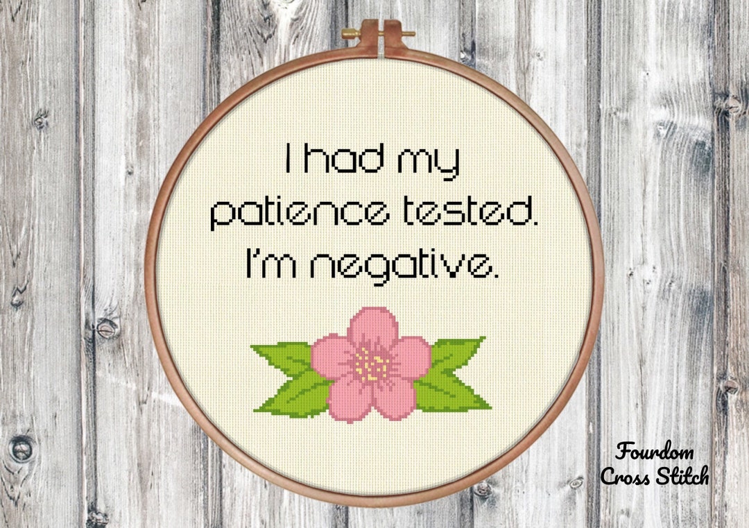 Funny 'negative Patience' Cross Stitch Pattern (PDF Pattern) - Etsy
