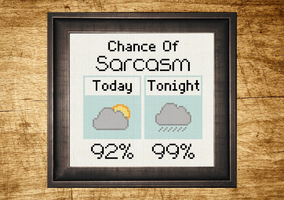 Chance of Sarcasm Cross Stitch Pattern: Funny DIY Embroidery (PDF ...