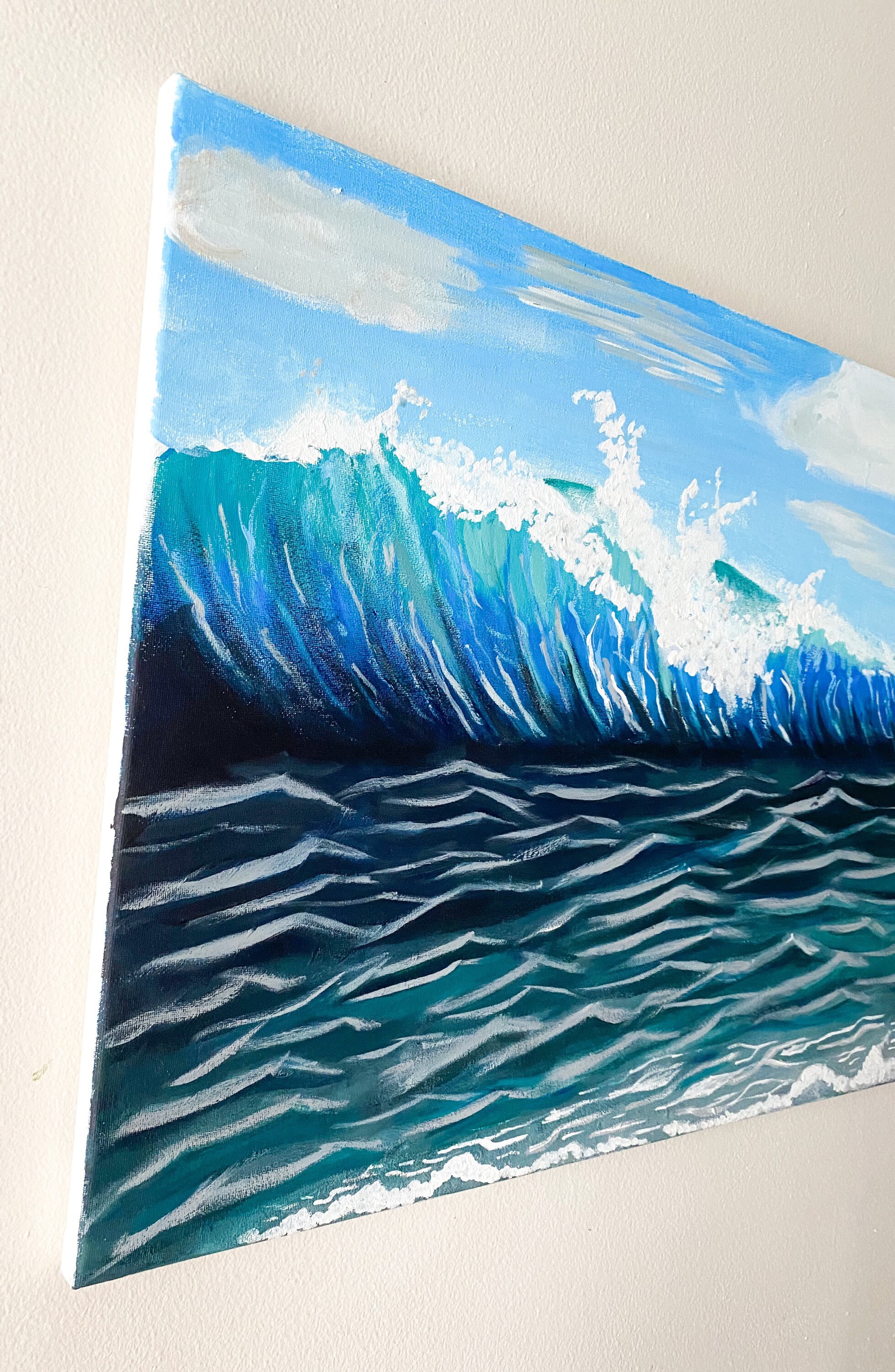 Beach Wave Art Print Blue Decor Office Decor Original Artwork Shelf ...