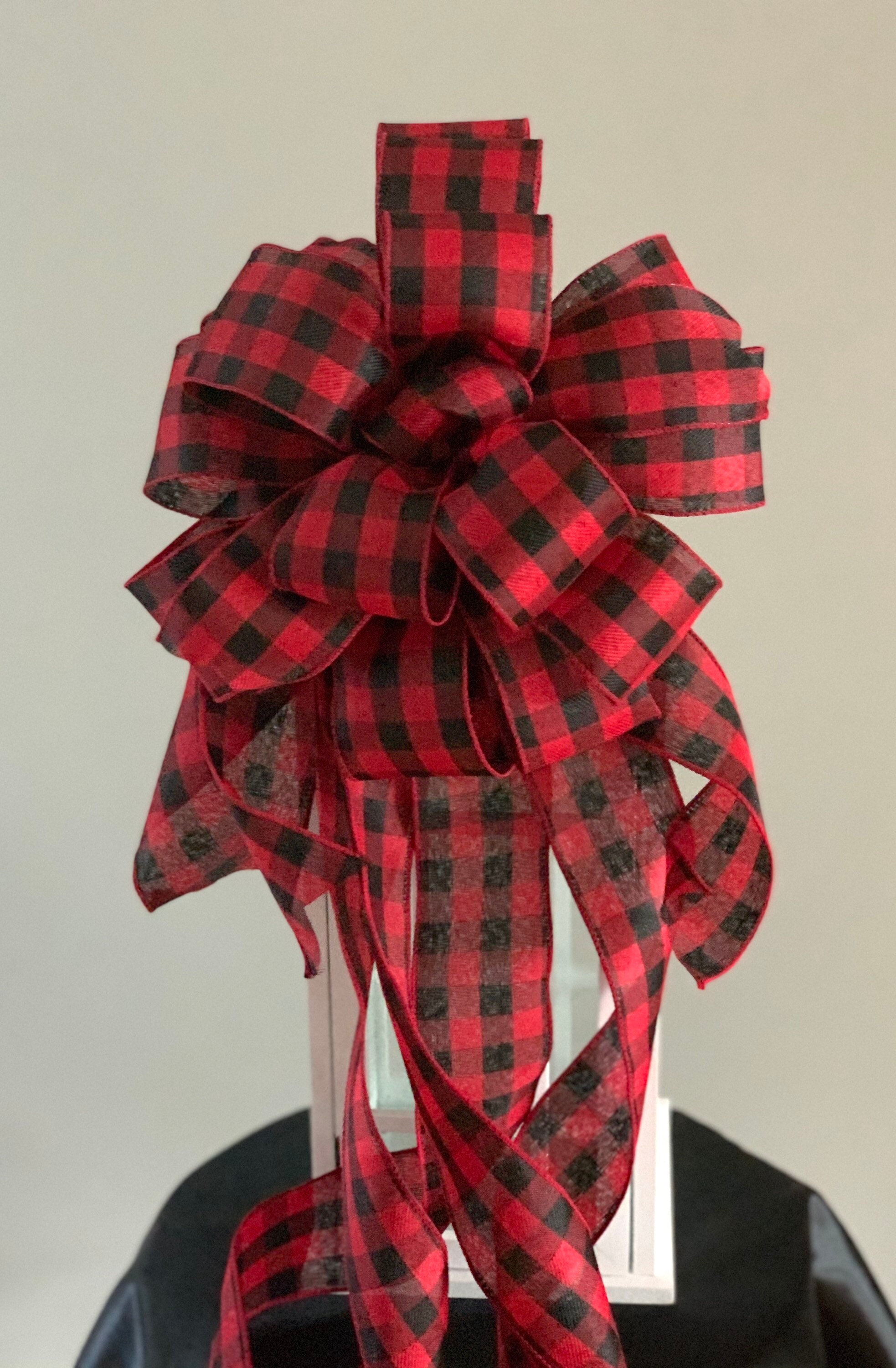 Buffalo Check Bow Tree Topper Ribbon Topper Farmhouse Bow - Etsy