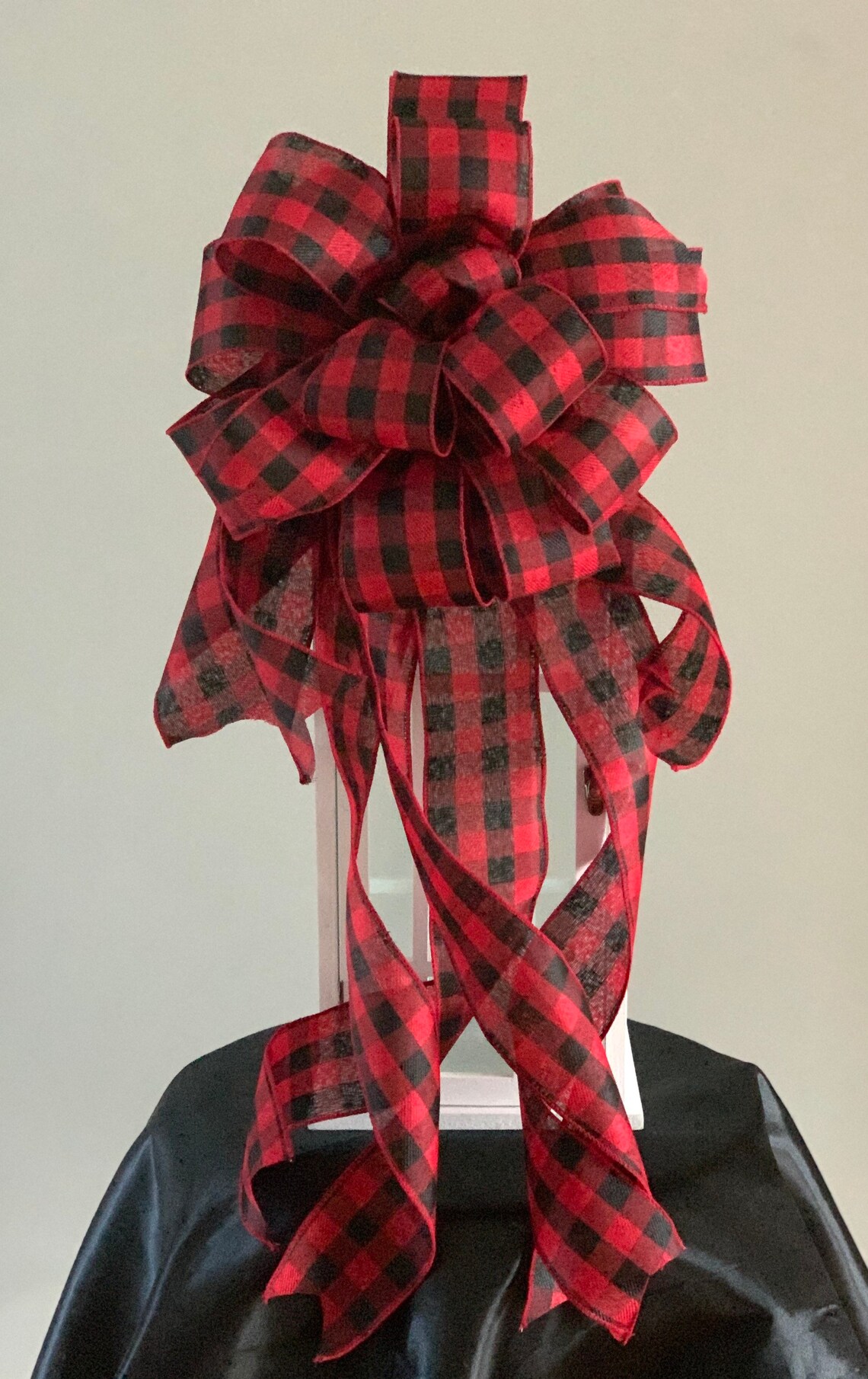 Buffalo Check Bow Tree Topper Ribbon Topper Farmhouse Bow - Etsy