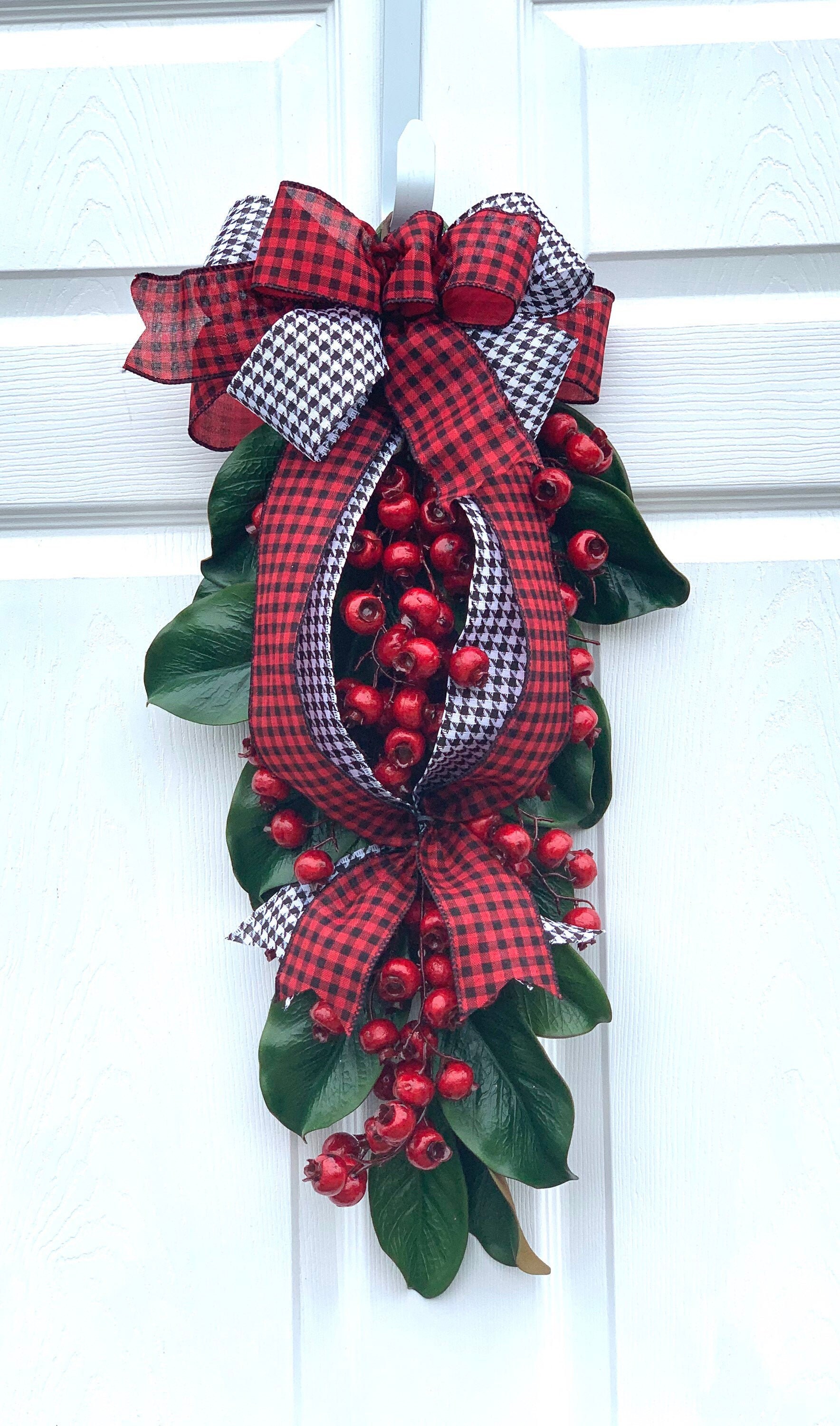 Red Berry Tear Drop Swag With Magnolia Leaves - Etsy