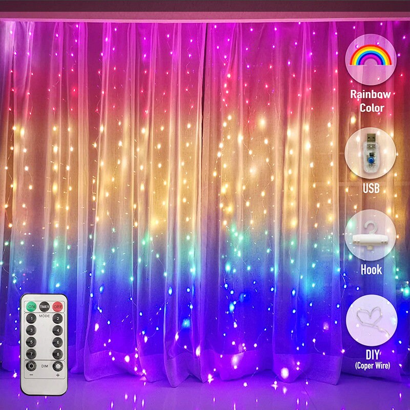 LED Rainbow Curtain Fairy Icicle Lights String Lights for | Etsy
