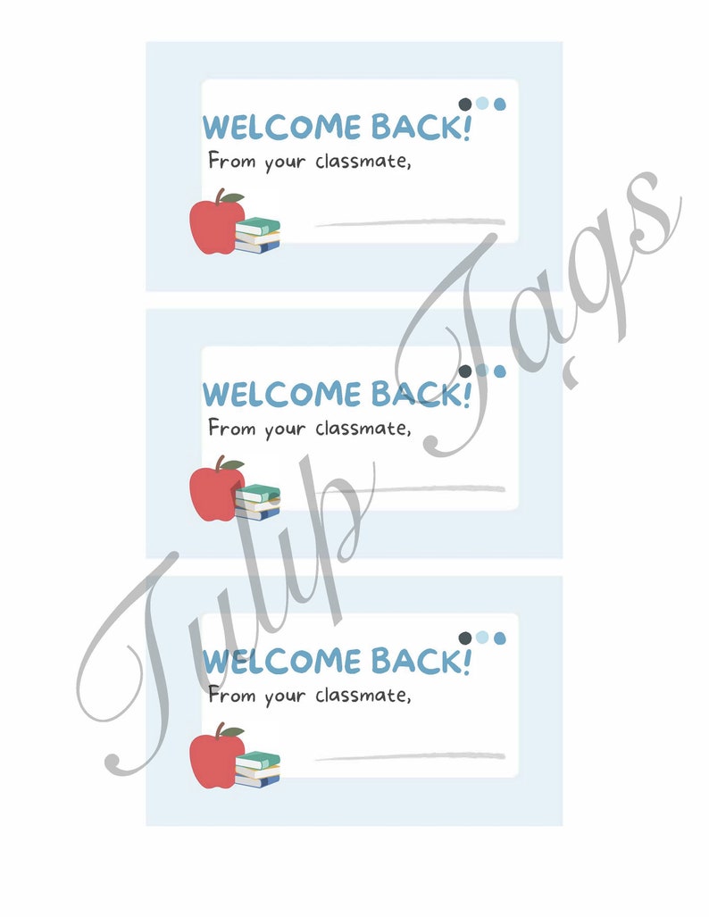Welcome Back to School Gift Tags - Instant Download, Personalize and ...