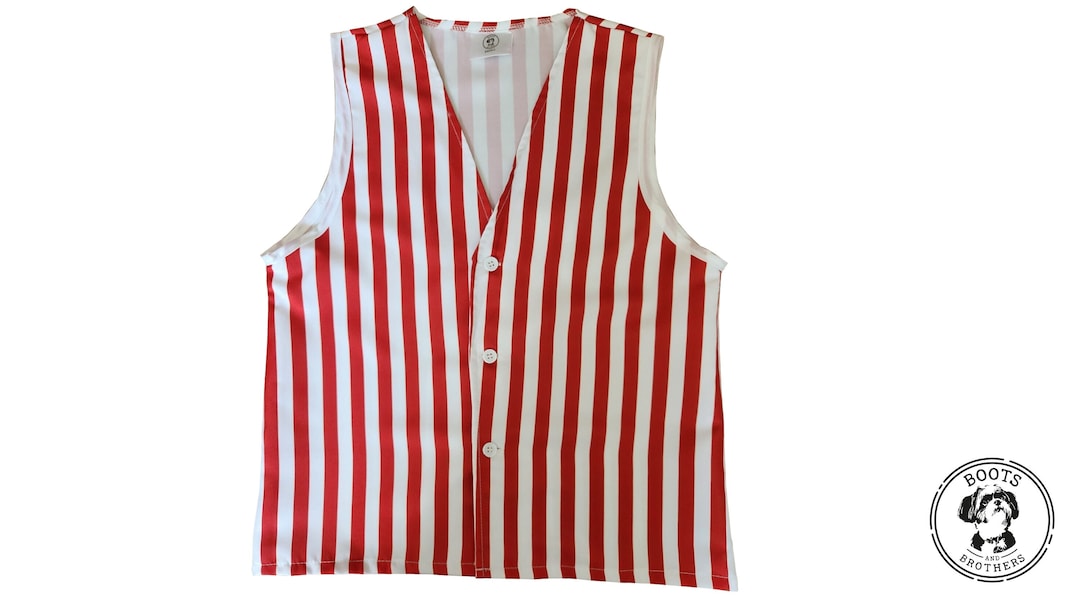Adults Red & White Striped Costume Vest - Etsy