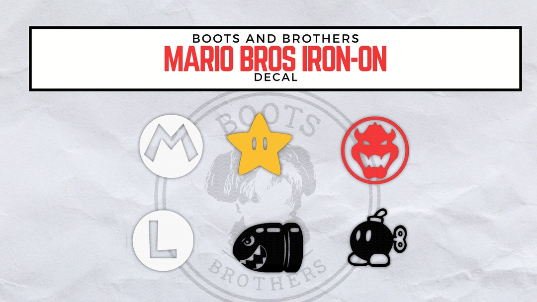Nintendo Super Mario Bros Iron-on Decals (mario, Luigi, Bowser, Da-bomb ...
