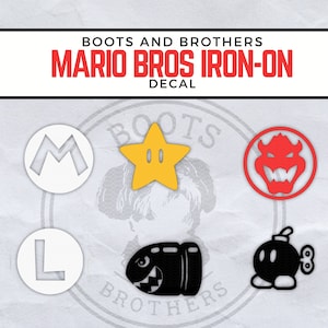 Nintendo Super Mario Bros Iron-on Decals (mario, Luigi, Bowser, Da-bomb ...