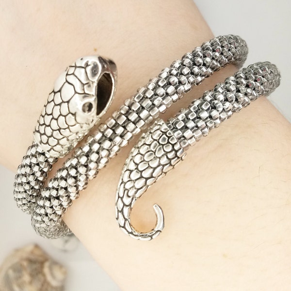 Silver Snake Bangle - Etsy
