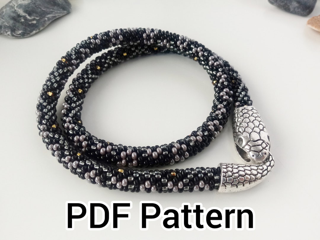 Bead Crochet Necklace Pattern PDF, Crochet Bead Snake Bracelet Pattern, Crochet Beading Patterns ...