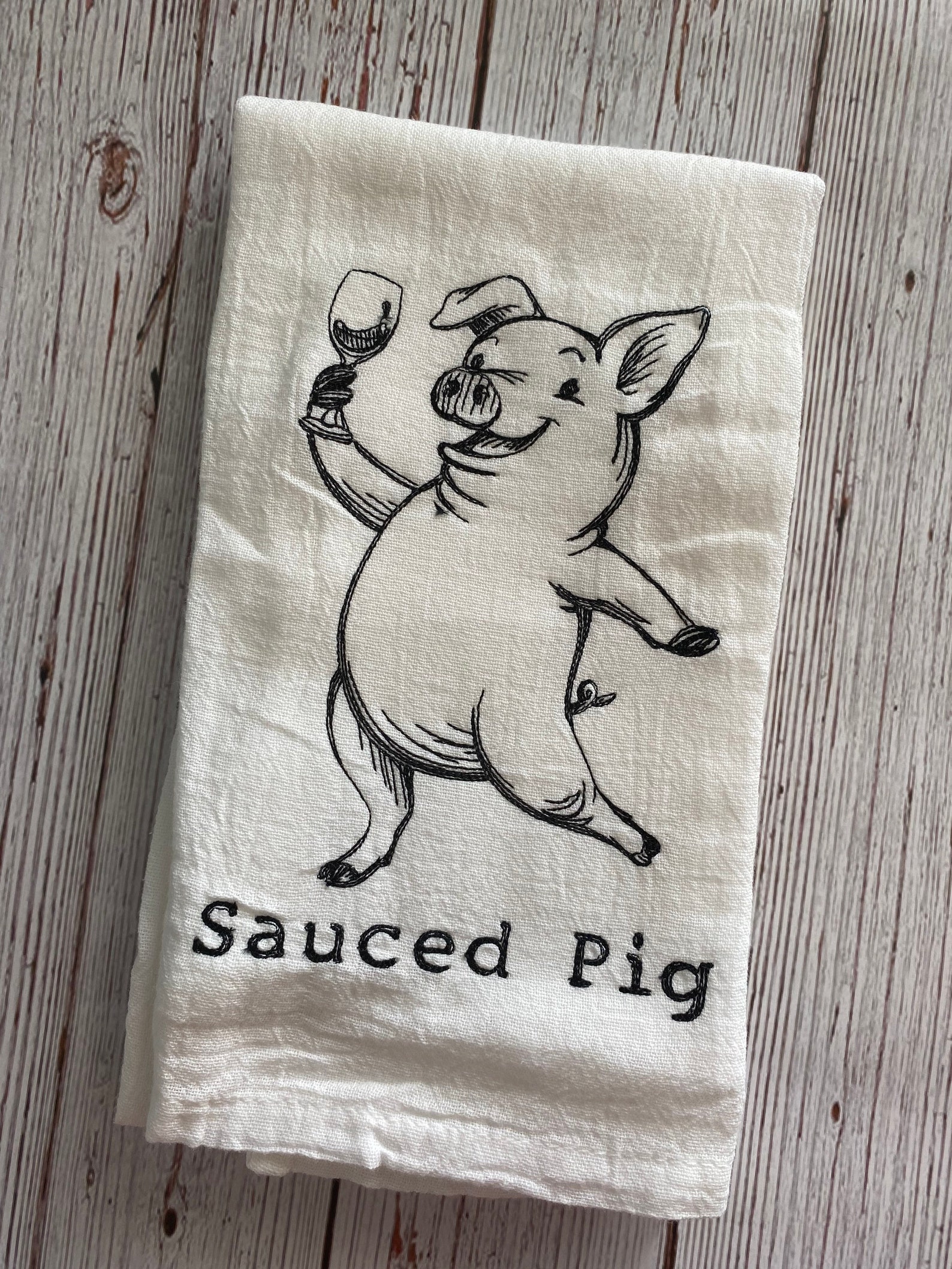 Sauced Pig Kitchen Towel Flour Sack Humorous Foodie Gift | Etsy