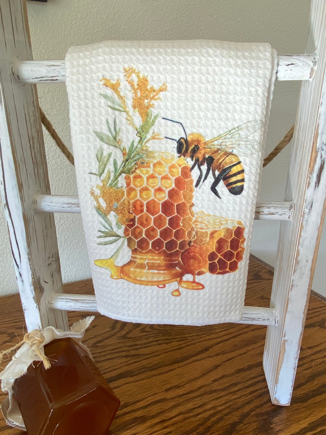 Bees & Honeycombs Kitchen Towel, Housewarming Gift, Hostess Gift ...