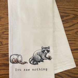Mischievous Racoon You Saw Nothing Kitchen Towel, Racoon With Cookies ...