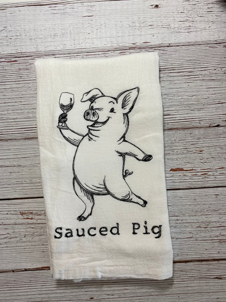 Sauced Pig Kitchen Towel Flour Sack Humorous Foodie Gift | Etsy