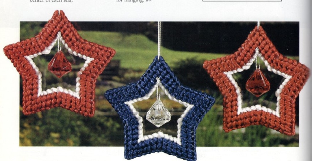 Star Ornaments Plastic Canvas Pattern, Red, White, Blue - Etsy