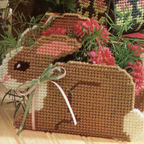 Bunny Planter Plastic Canvas Pattern Easter Rabbit Basket | Etsy