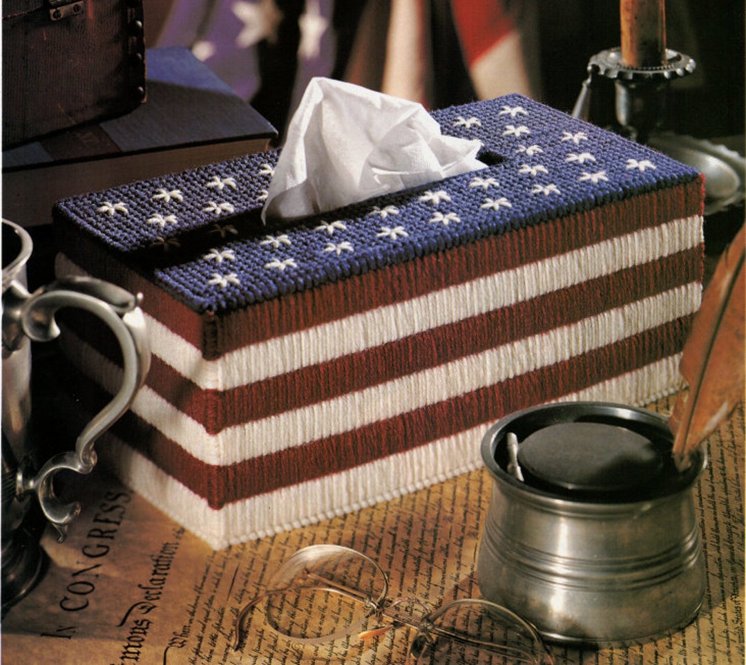 Stars & Stripes Tissue Box Cover Plastic Canvas Pattern, - Etsy