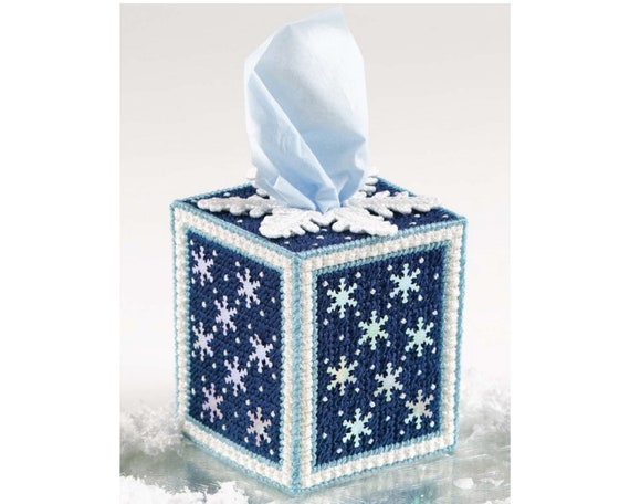 Ice Crystals Snowflake Tissue Box Cover Plastic Canvas | Etsy