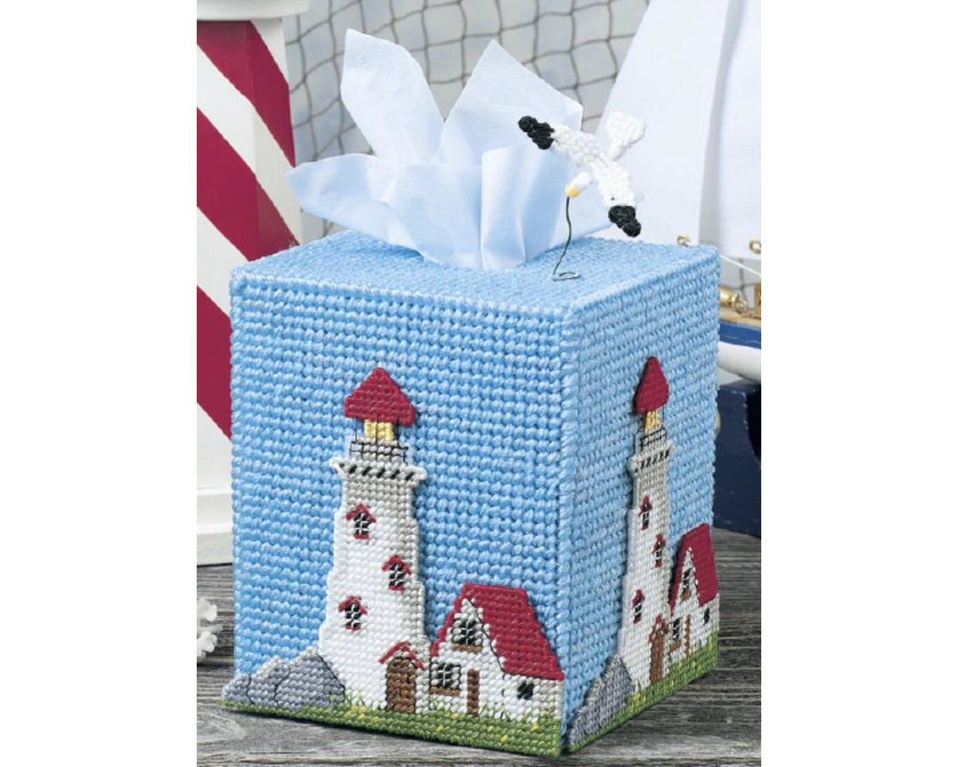 Lighthouse Tissue Box Cover Plastic Canvas Pattern - Etsy