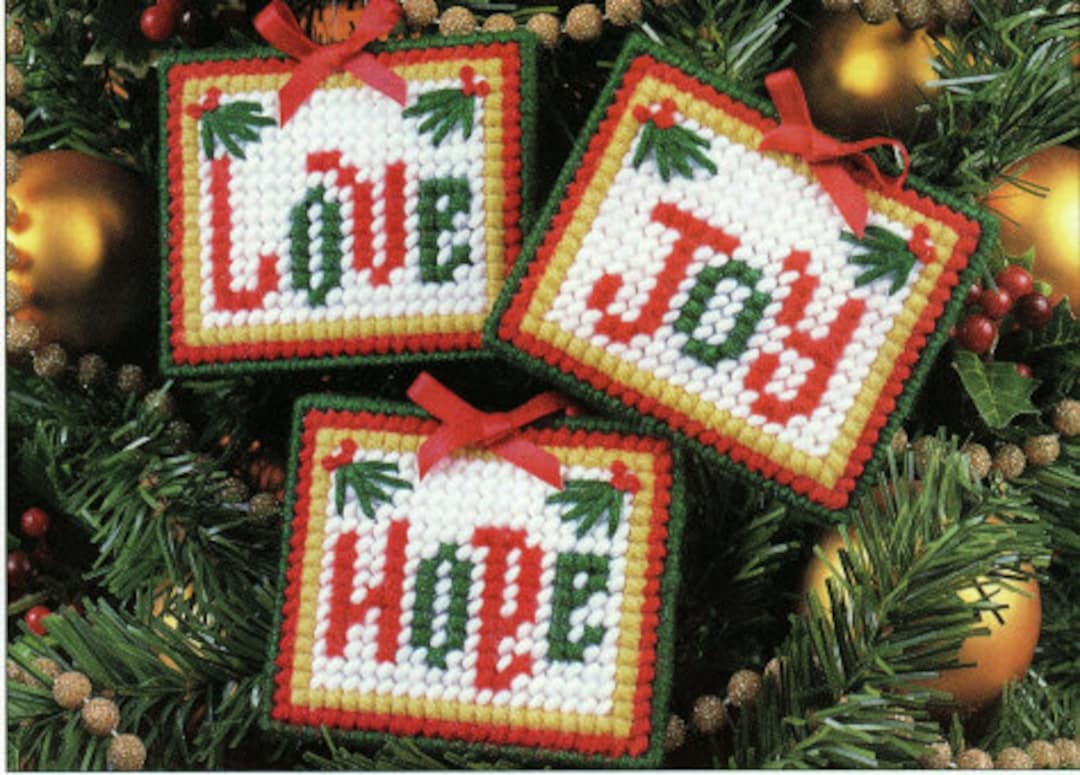 Love, Hope, Joy Ornaments Plastic Canvas Pattern - Etsy