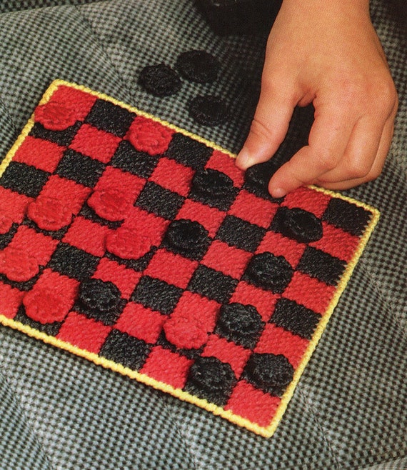 Travel Checkers Game Plastic Canvas Pattern on the Go Play | Etsy