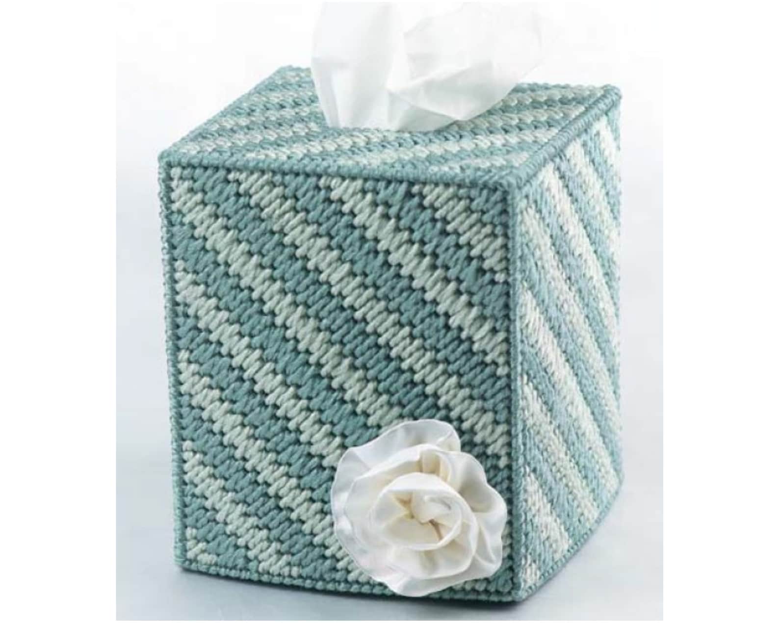 Mosaic Stitch Tissue Box Cover Plastic Canvas Pattern Rose - Etsy