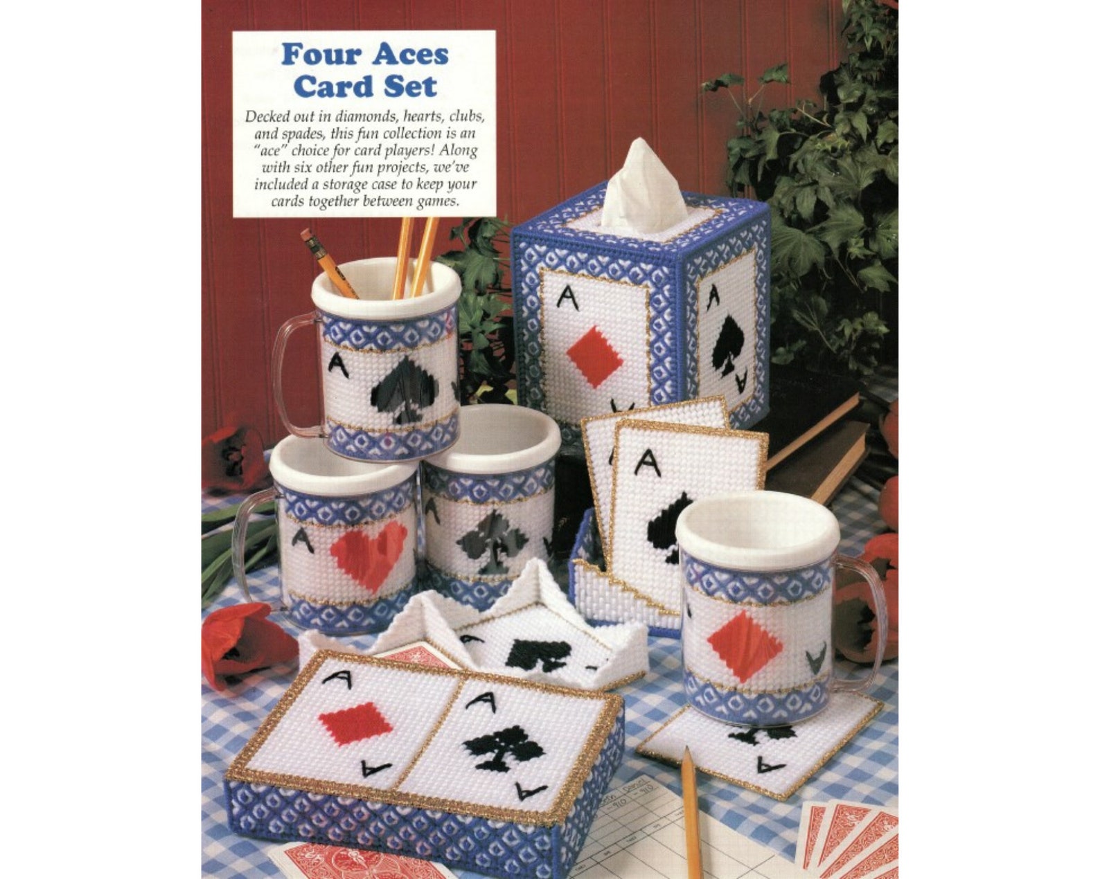Aces Card Set Plastic Canvas Pattern Card Coasters Tissue | Etsy