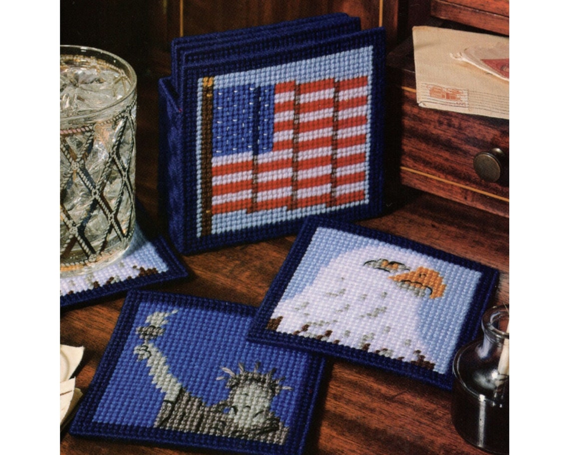 Statue of Liberty Patriotic Coaster Set Plastic Canvas Pattern - Etsy