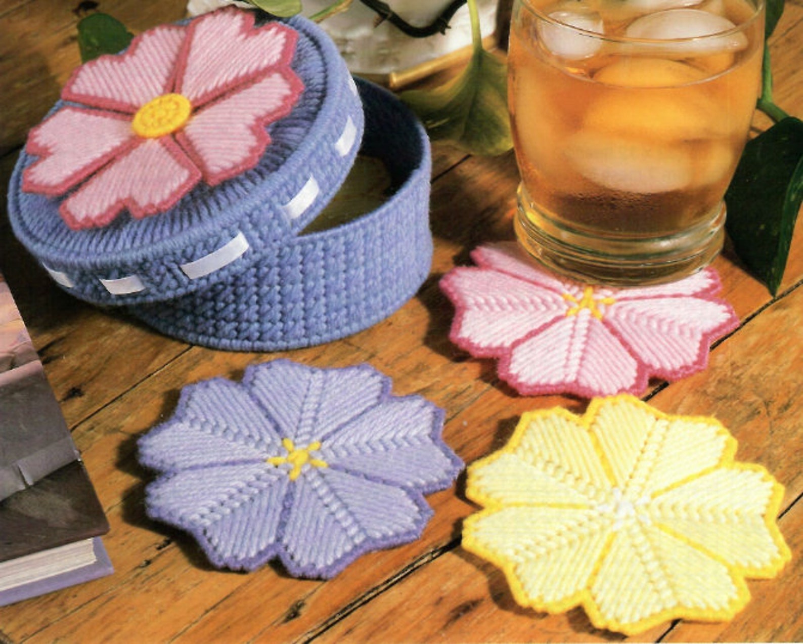Floral Coaster Set Plastic Canvas Pattern - Etsy