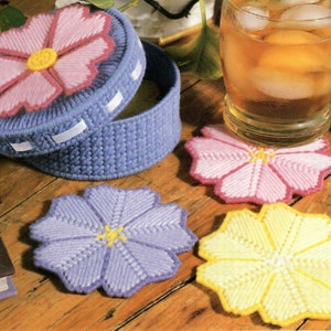 Floral Coaster Set Plastic Canvas Pattern - Etsy