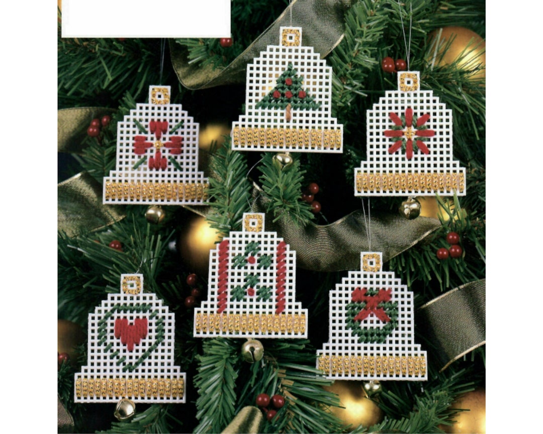 Bell Ornaments With Jingle Bells Plastic Canvas Pattern, Quick Stitch ...