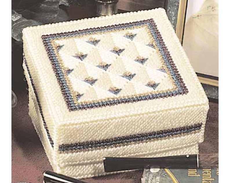 Geometric Patterned Box Plastic Canvas Pattern - Etsy