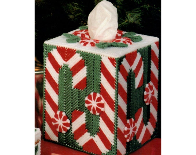 Candy Cane Tissue Box Cover Plastic Canvas Pattern - Etsy
