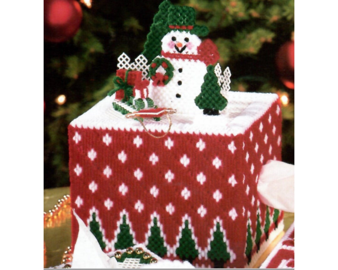 Snow Scene Tissue Box Cover Plastic Canvas Pattern - Etsy