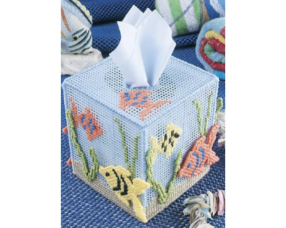 Quick Stitch Fish Tissue Box Cover Plastic Canvas Pattern - Etsy