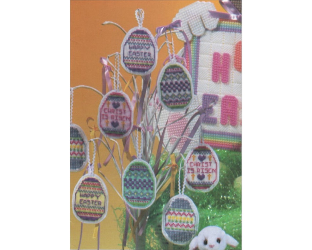 Colored Egg Ornaments Plastic Canvas Pattern, Christ is Risen, Happy ...