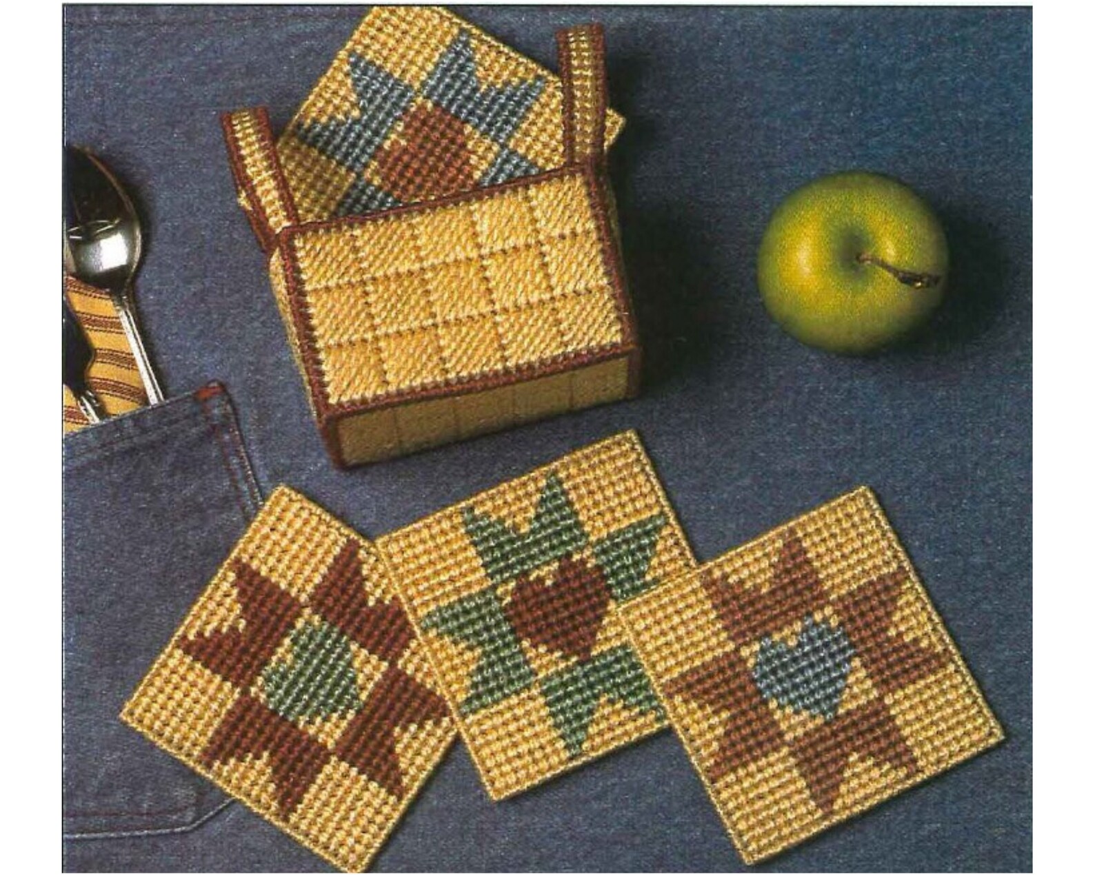 Quilt Squares Coaster Set Plastic Canvas Pattern Hearts - Etsy