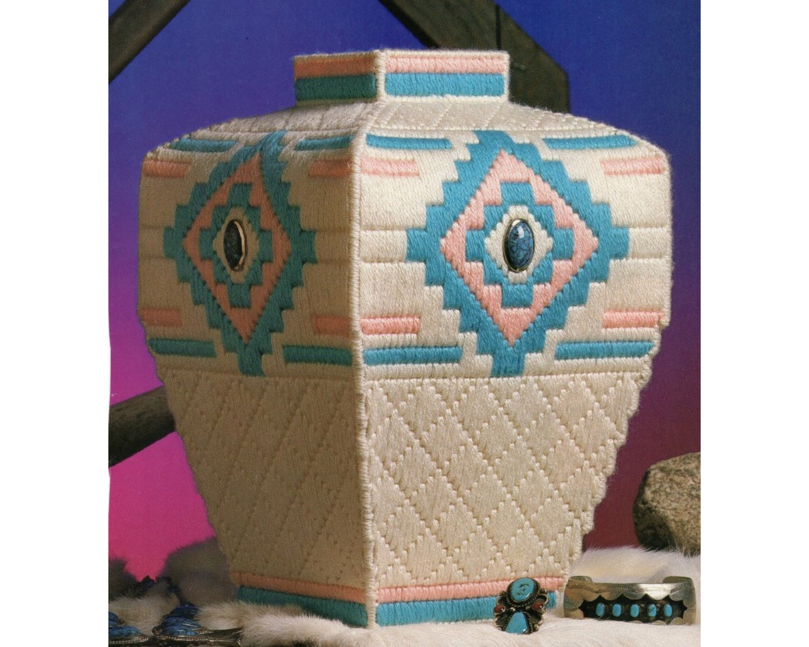 Aztec Urn Plastic Canvas Pattern Native American Vase | Etsy