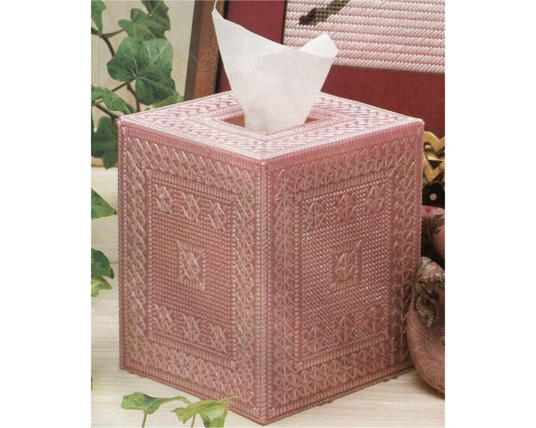 Pink Satin Stars Tissue Box Cover Plastic Canvas Pattern, 10 Count - Etsy