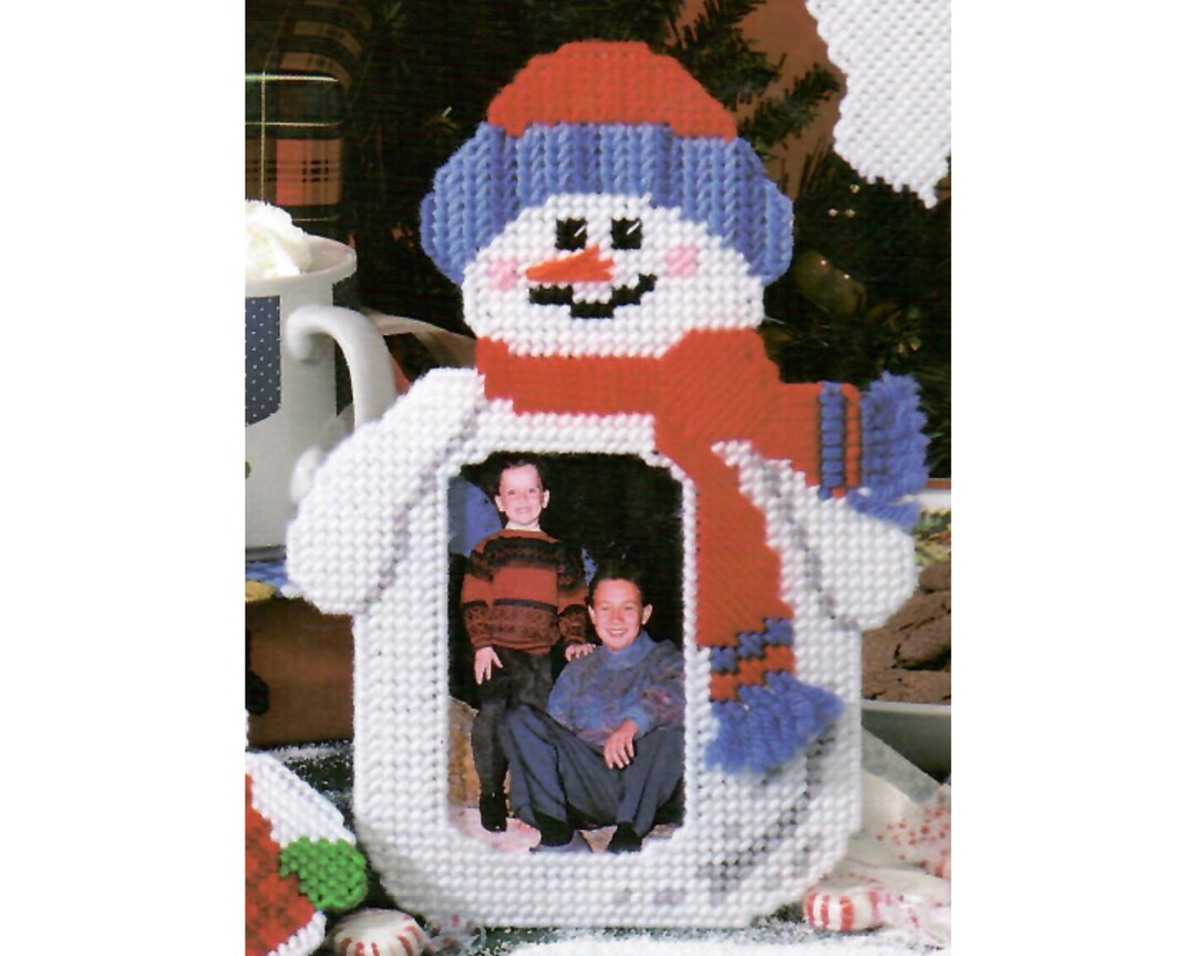 Christmas Snowman Picture Frame Ornament Plastic Canvas Pattern - Etsy