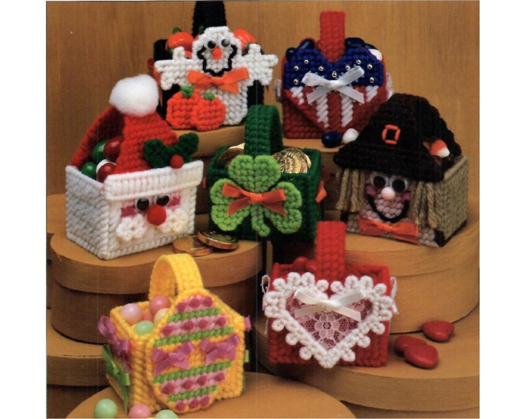 A Year of Mini Baskets Plastic Canvas Pattern, Spring, Summer, Autumn ...