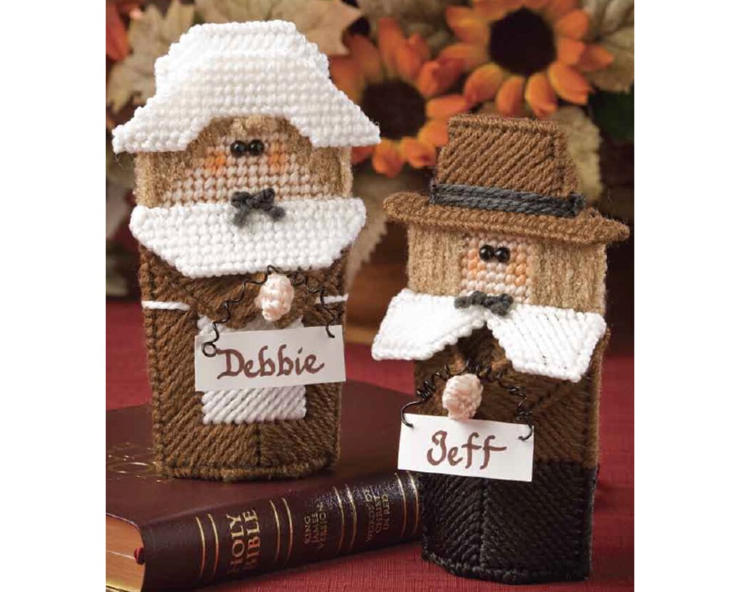 Thanksgiving Pilgrims Table Place Cards Plastic Canvas Pattern - Etsy