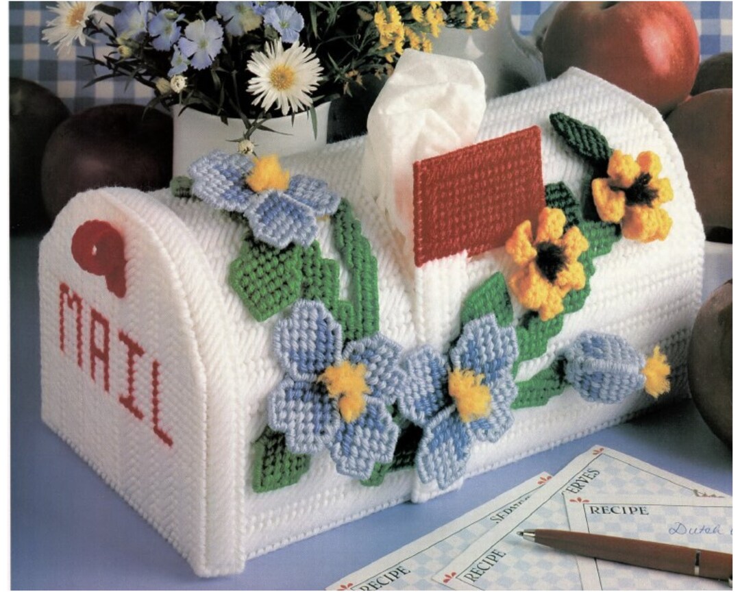 Mailbox With Flowers Tissue Box Cover Plastic Canvas Pattern - Etsy