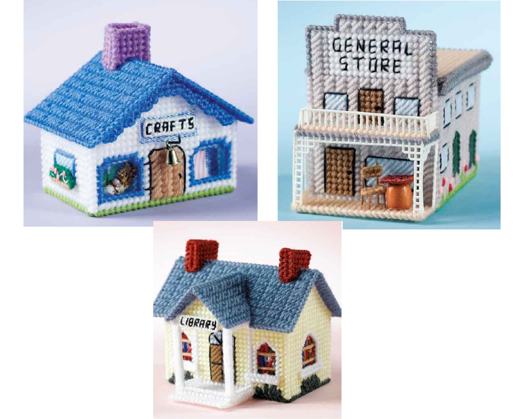 Hometown Villages Buildings Set Plastic Canvas Pattern, Craft Store ...