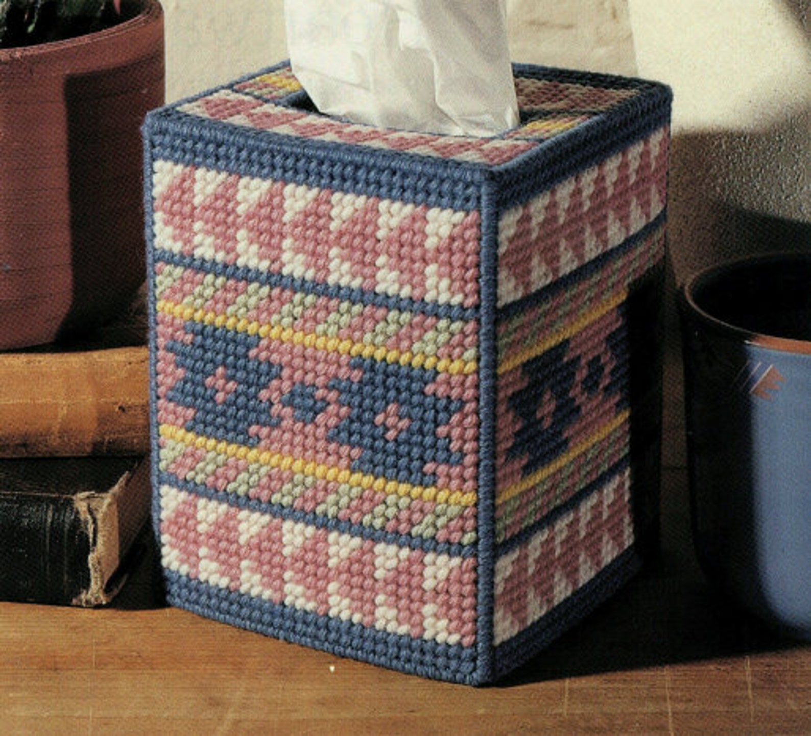 Southwest Style Tissue Box Cover Plastic Canvas Pattern - Etsy
