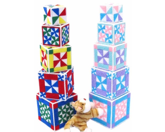 Pinwheel Stacking Blocks Plastic Canvas Pattern - Etsy
