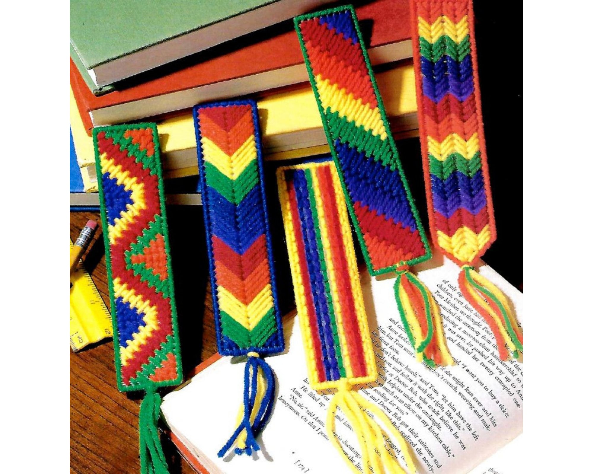 Rainbow Bookmarks Plastic Canvas Pattern | Etsy