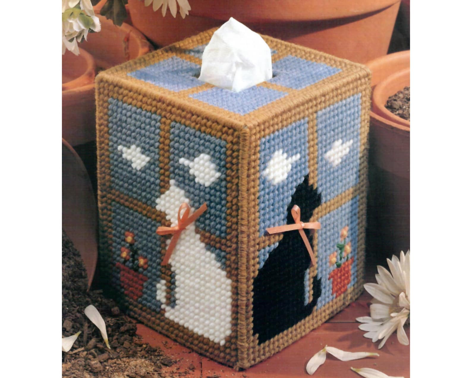 Windowsill Cats Tissue Box Cover Plastic Canvas Pattern - Etsy