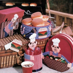 Chef Picnic Set Plastic Canvas Pattern, Plate Holder, Basket ...