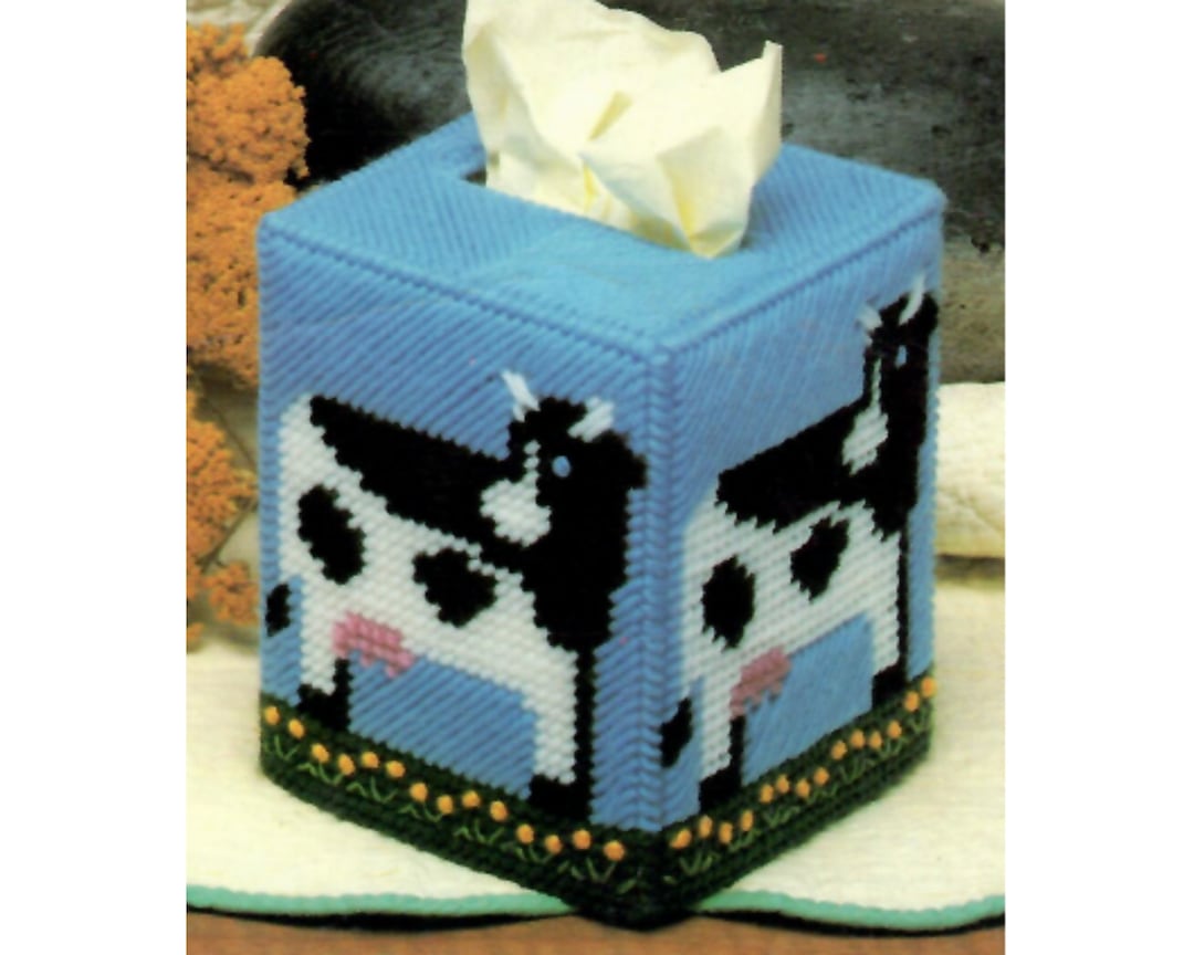 Country Cow Tissue Box Cover Plastic Canvas Pattern - Etsy