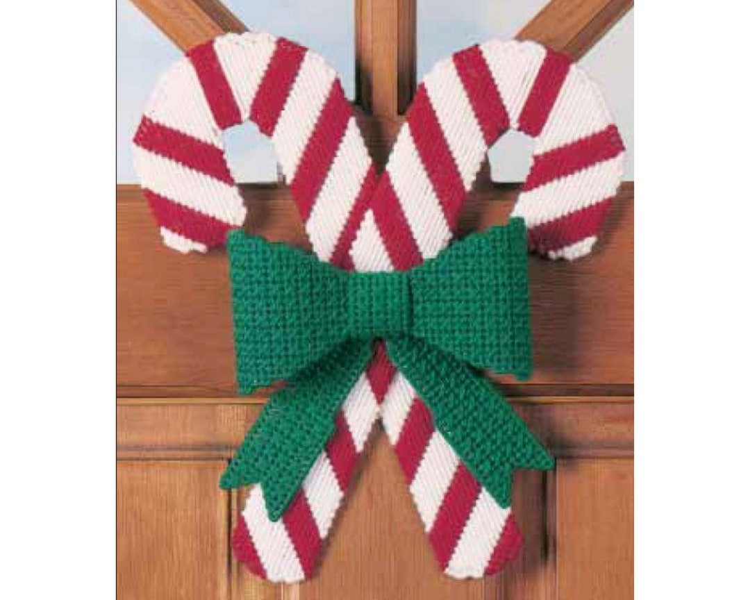 Candy Cane With Bow Decoration Plastic Canvas Pattern, - Etsy